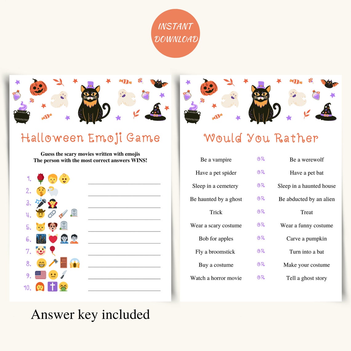 8 Printable Halloween Party Games Family Halloween Game Bundle Kids ...