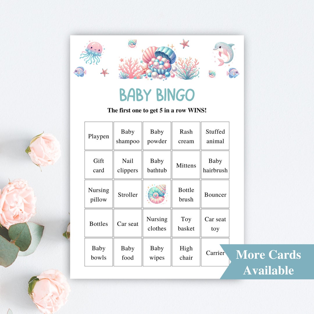 30 Printable Ocean Baby Shower Bingo Cards | 5x7'' Under the Sea Baby ...