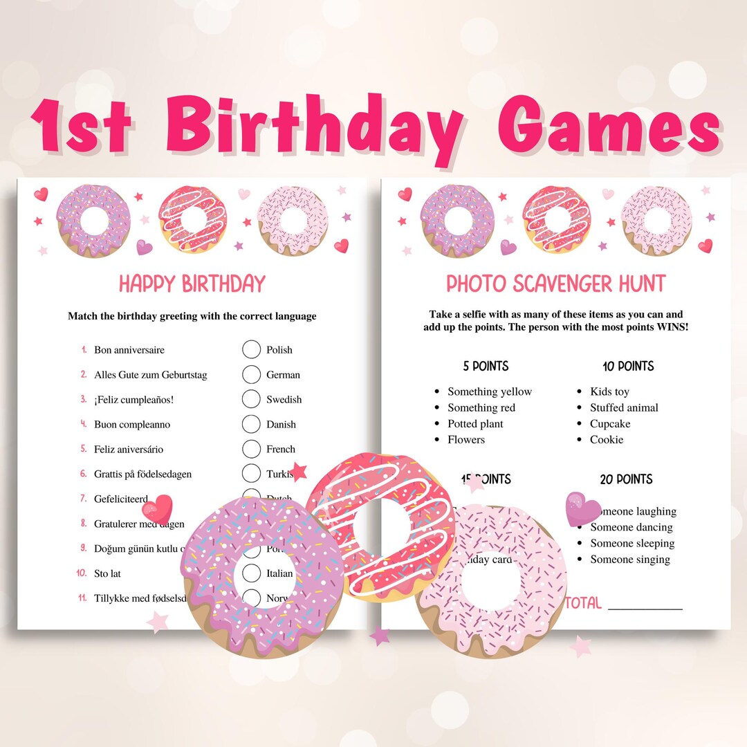 12 Printable Sweet Little One Birthday Games, First Birthday Party Game ...