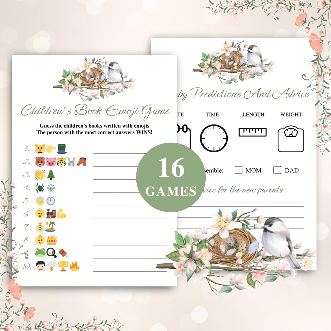 16 Printable Bird Baby Shower Games Little Birdie Baby Shower Game ...