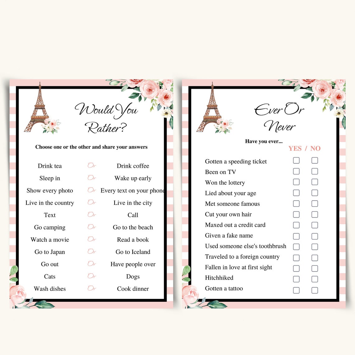 10 Printable Paris Themed Party Games: Parisian Birthday Games ...