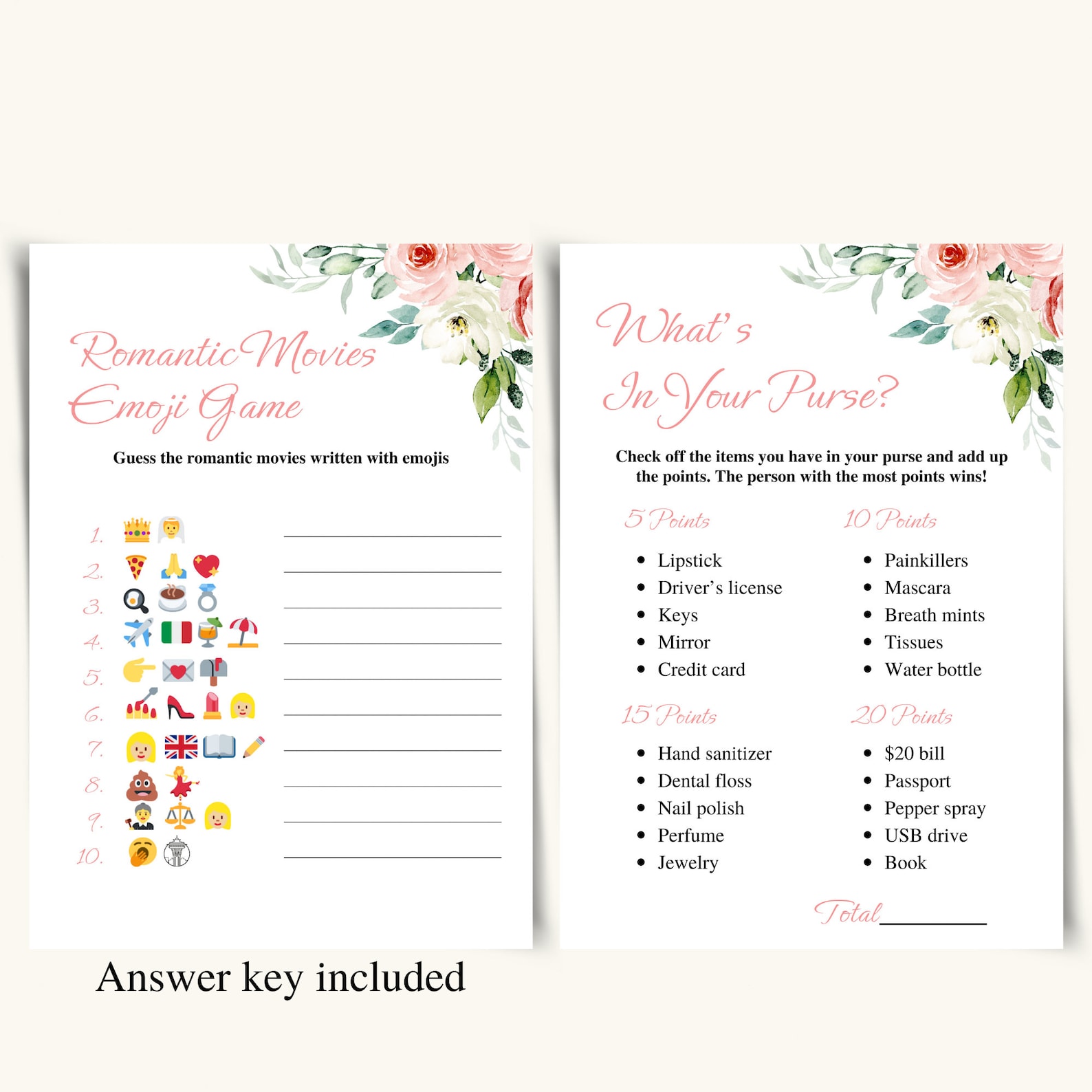 8 Printable Brunch Games for Adults: Floral Theme, DOWNLOAD - Etsy
