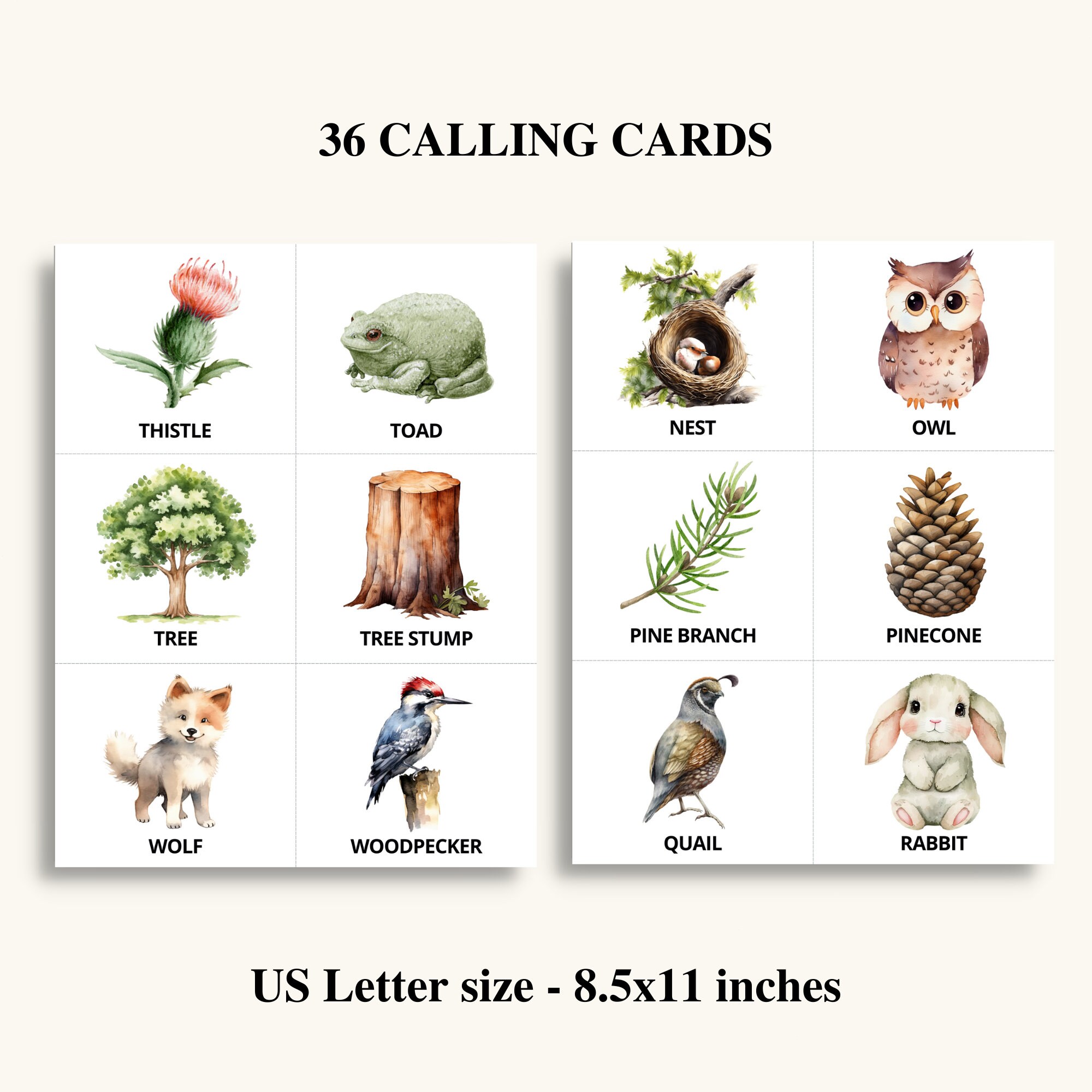 50 Printable Woodland Bingo Cards Woodland Picture Bingo Woodland ...