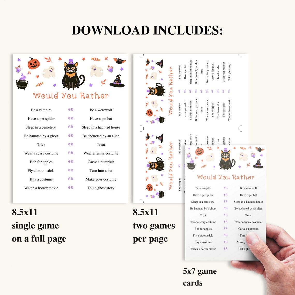 Printable Halloween Would You Rather Game Kids Halloween Game Family ...