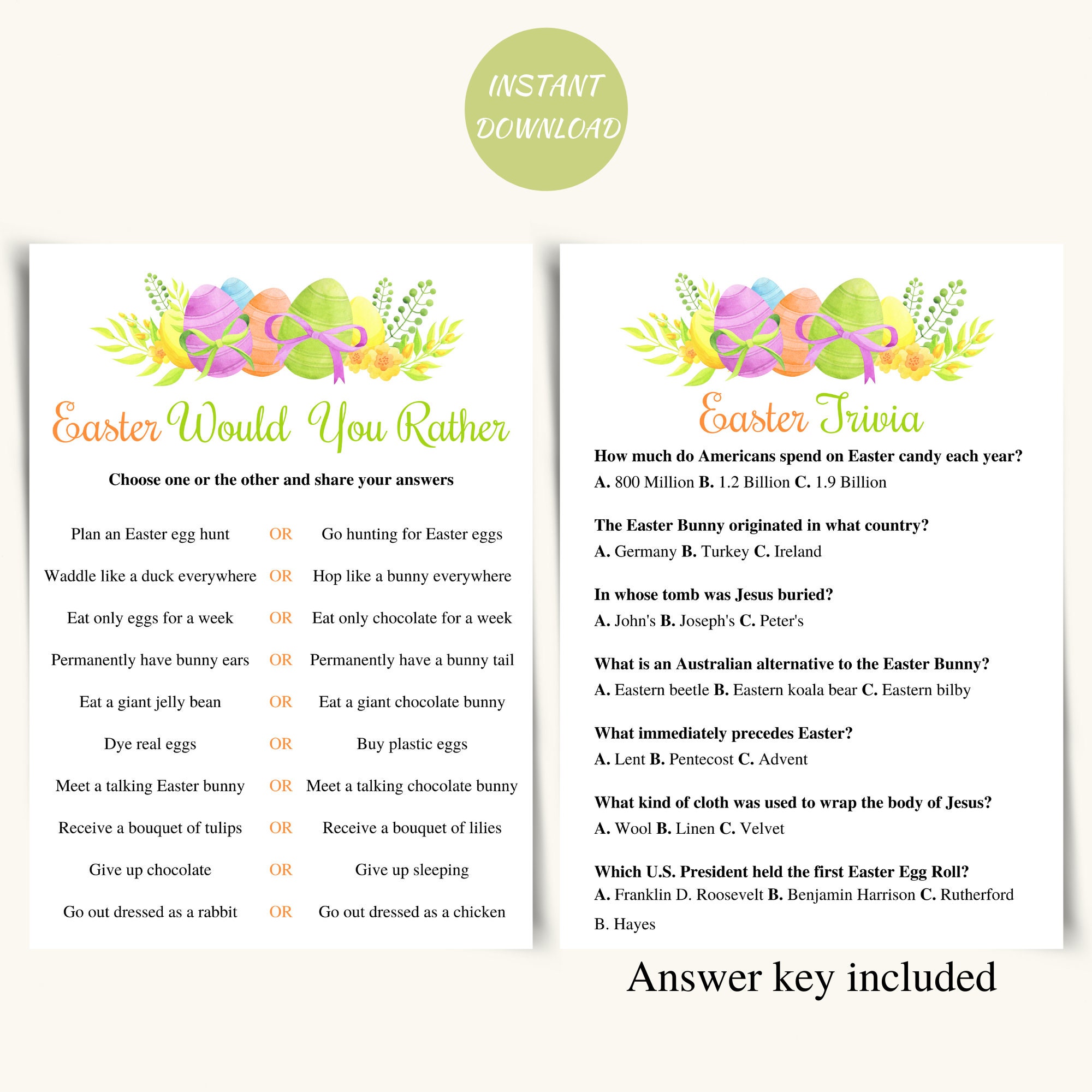 Printable Easter Games 8 Game Bundle for Easter Office Party - Etsy