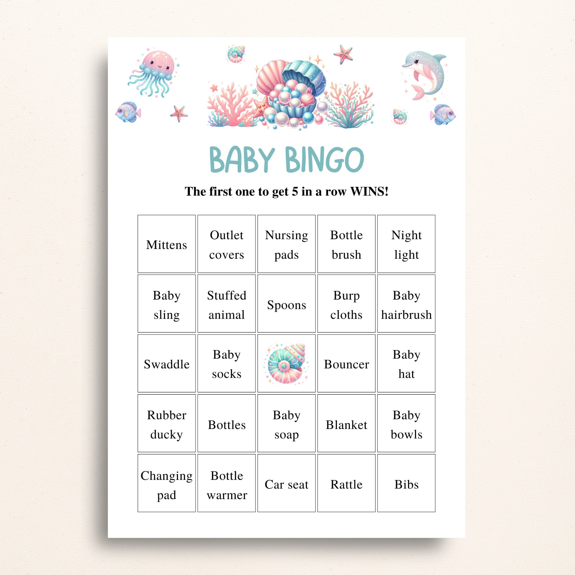 30 Printable Ocean Baby Shower Bingo Cards 5x7'' Under the Sea Baby ...
