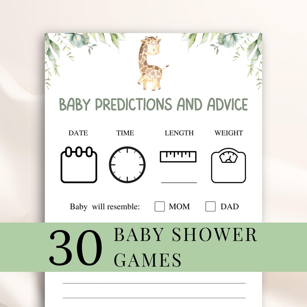 30 Printable Giraffe Baby Shower Games, Safari Baby Shower Games ...