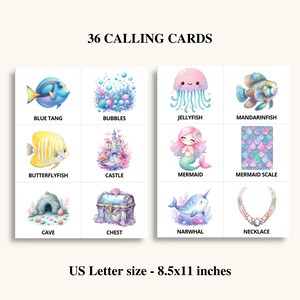 50 Printable Mermaid Bingo Cards, Mermaid Picture Bingo, Mermaid ...