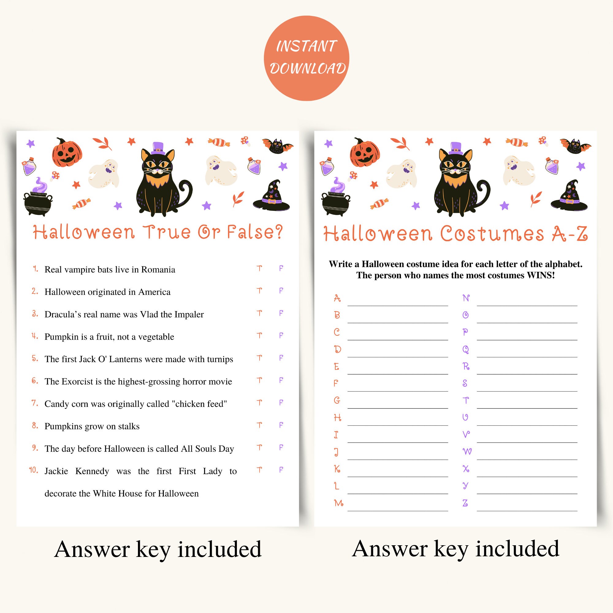 8 Printable Halloween Party Games Family Halloween Game Bundle Kids ...