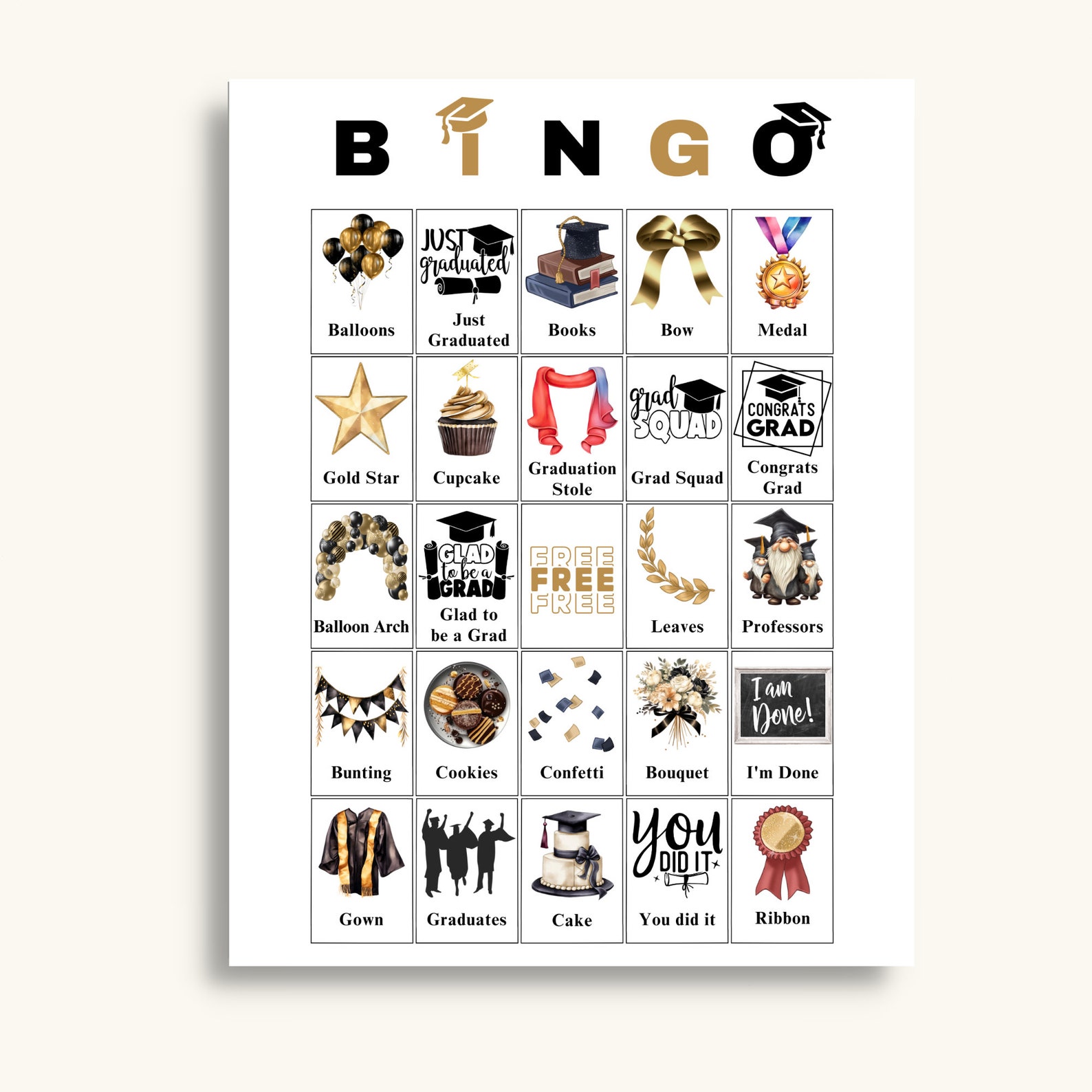 50 Printable Graduation Bingo Cards | Graduation Picture Bingo | Grad ...