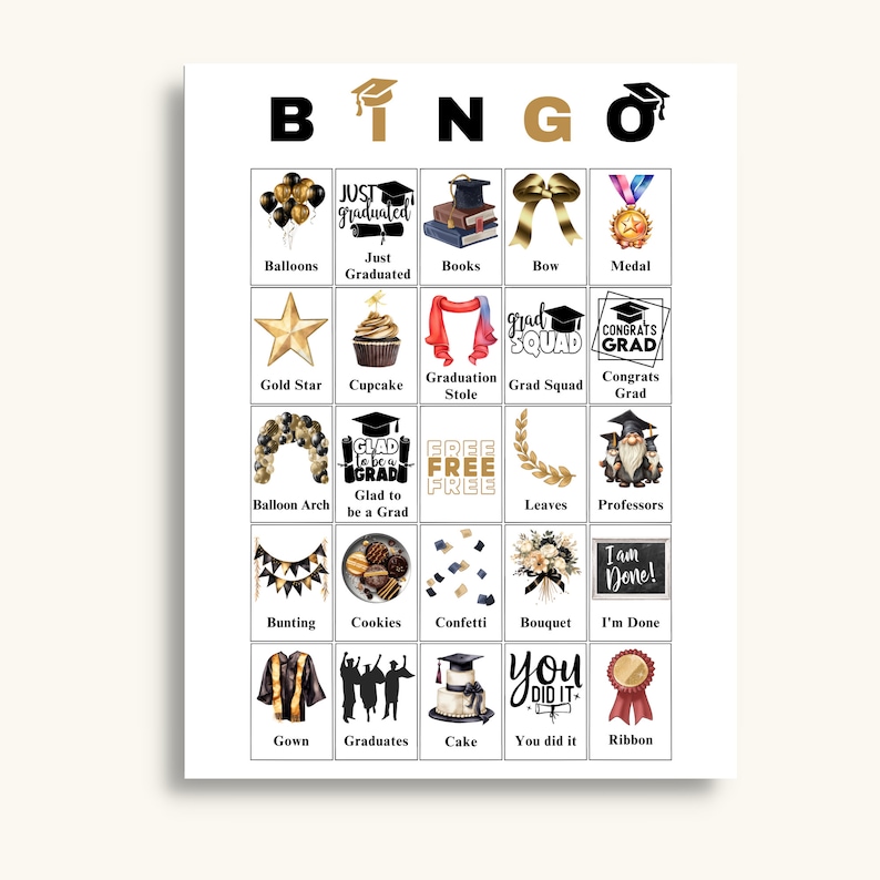 50 Printable Graduation Bingo Cards | Graduation Picture Bingo | Grad ...