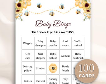 100 Printable Elephant Baby Shower Bingo Cards, Prefilled Baby Shower ...