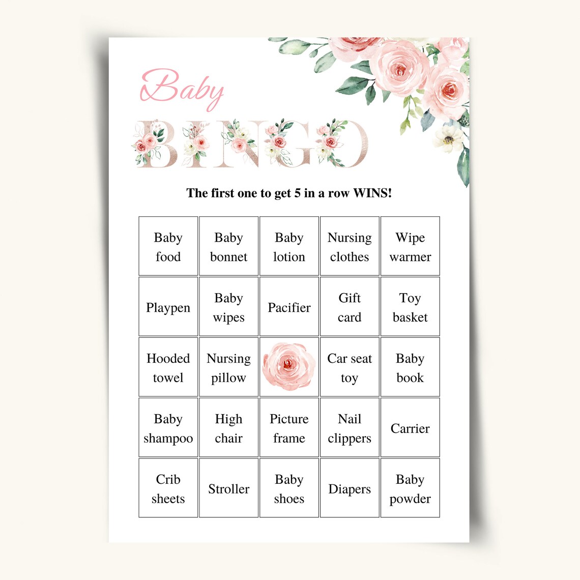 30 Printable Prefilled Baby Shower Bingo Cards, Floral Baby Shower ...