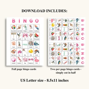 50 Printable Beach Picture Bingo Cards, Beach Birthday Party Games ...