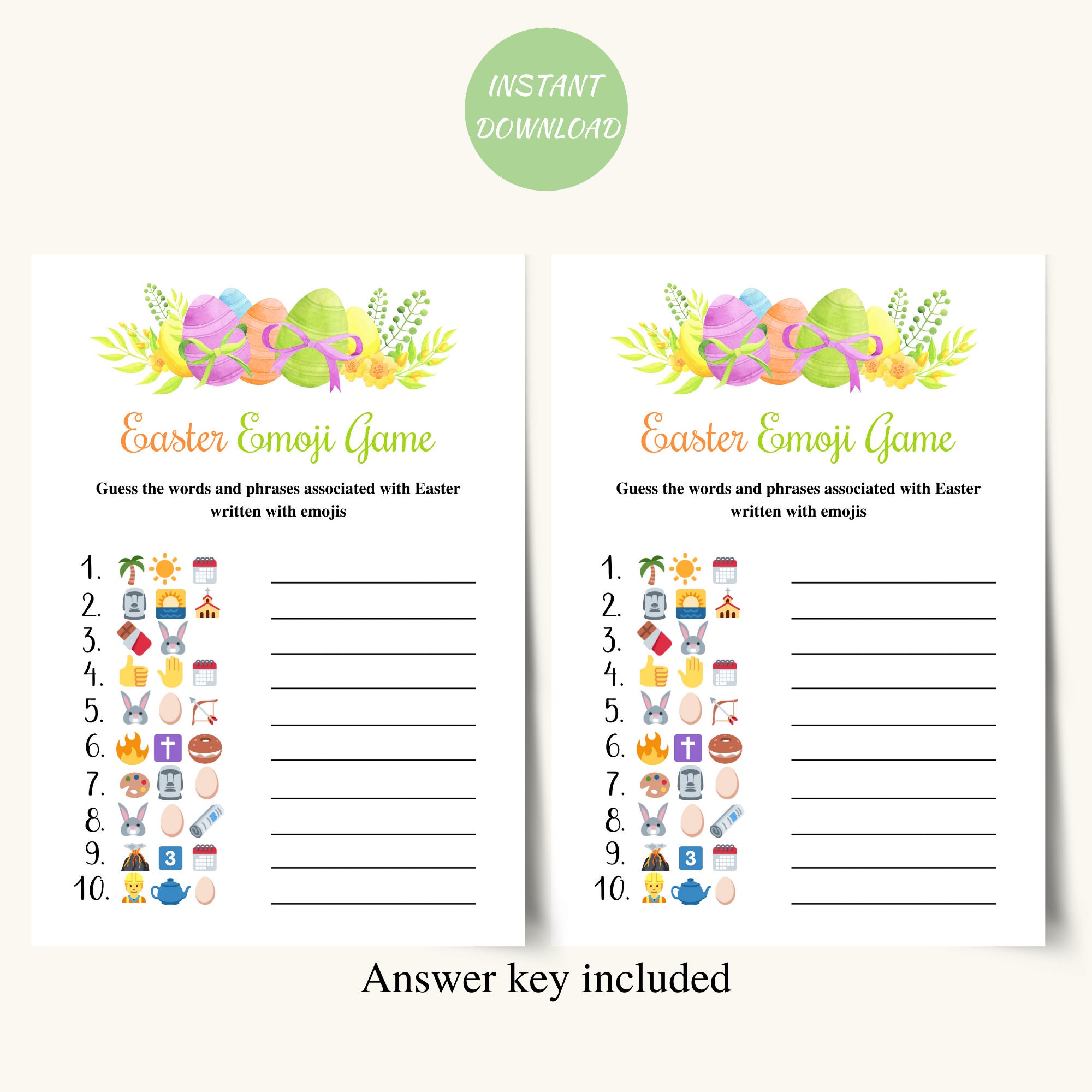 Printable Easter Emoji Game, Easter Game for Office Party, Easter Game ...