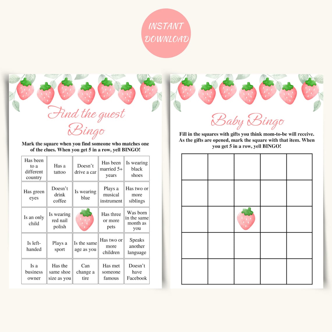 14 Printable Strawberry Baby Shower Games Berry Sweet Baby - Etsy