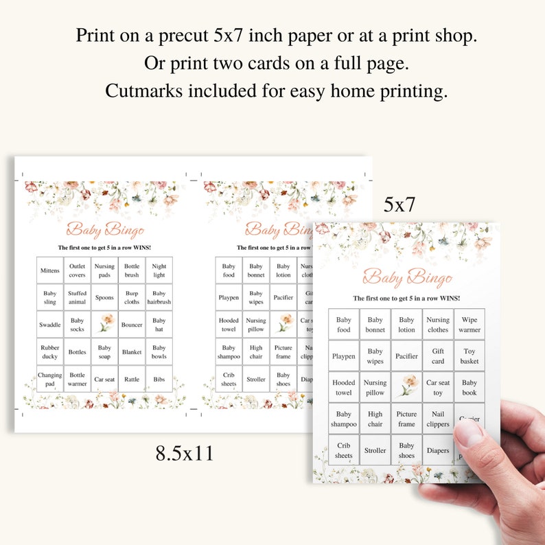 30 Printable Prefilled Baby Shower Bingo Cards Wildflower Baby Shower ...
