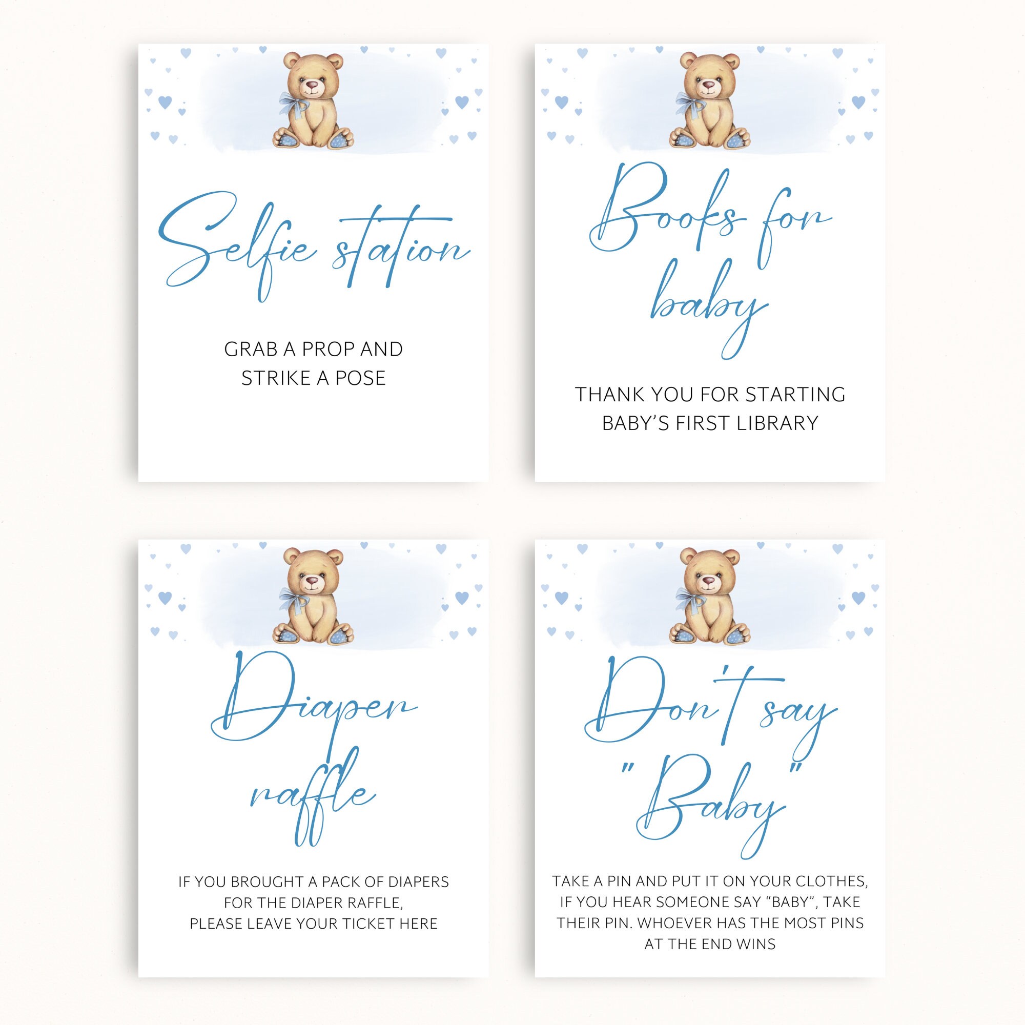 16 Printable Teddy Bear Baby Shower Table Signs 8x10 Baby Shower Sign ...