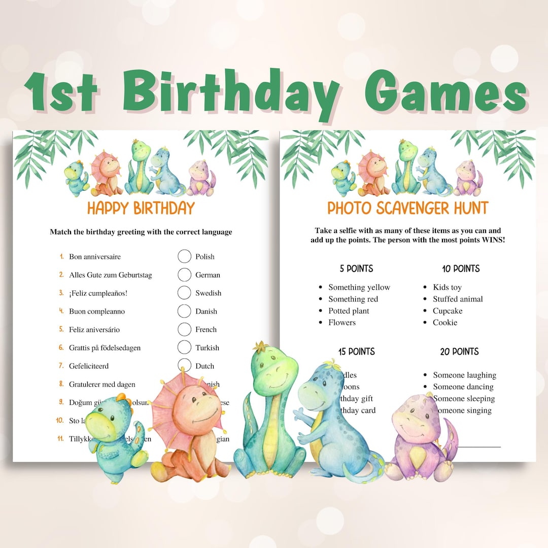 12 Printable One-a-saurus Birthday Games, Dinosaur First Birthday Party ...