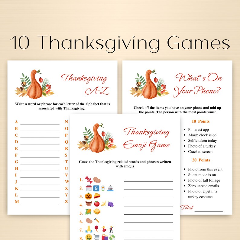 10 Printable Thanksgiving Party Games | Thanksgiving Dinner Games ...