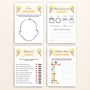 16 Printable Ice Cream Baby Shower Games, Here’s the Scoop Baby Shower ...