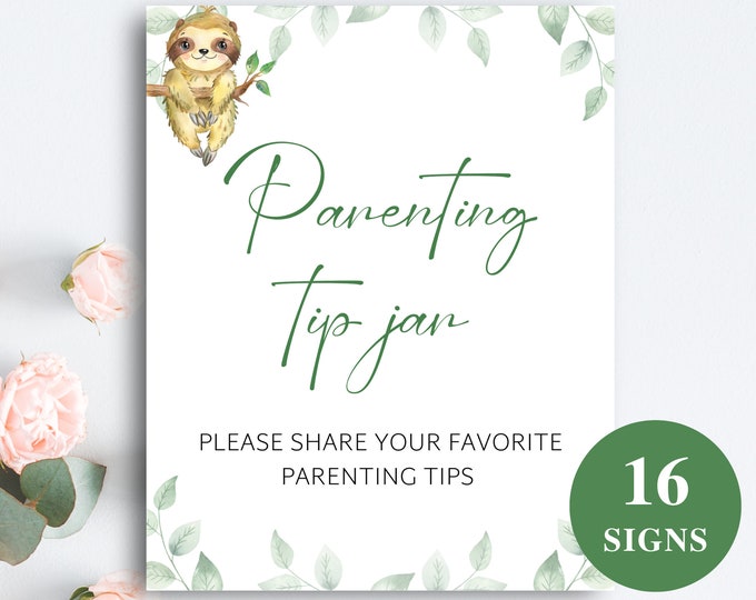 16 Printable Sloth Baby Shower Table Signs, Jungle Baby Shower ...