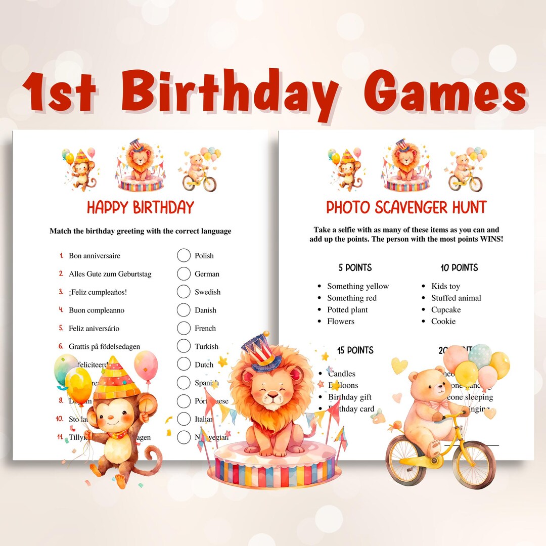 12 Printable Come One Come All Birthday Games, First Birthday Party ...