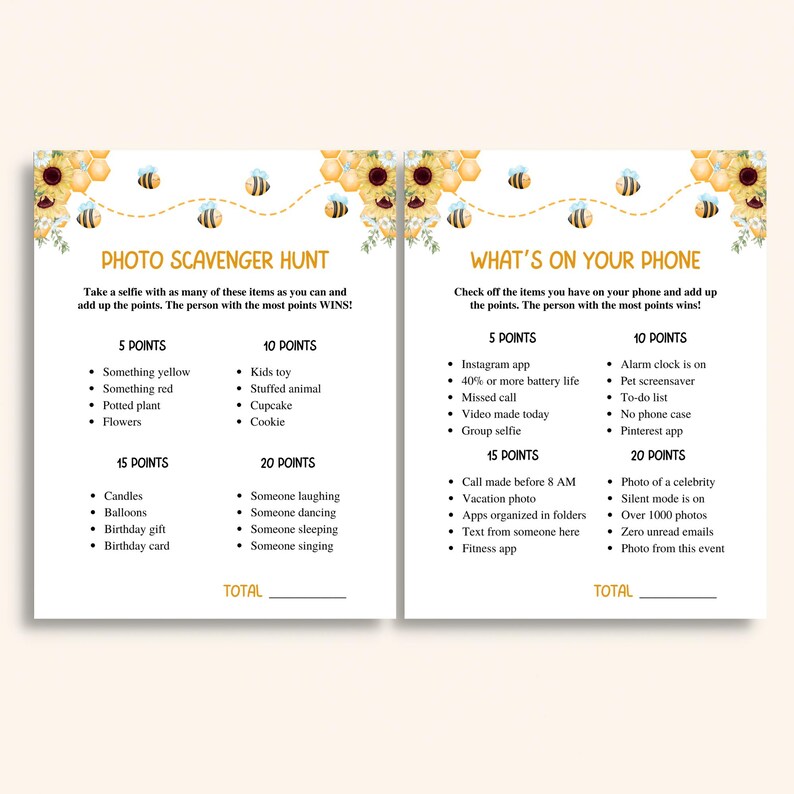 12 Printable First Bee Day First Birthday Games, Bee 1st Birthday Party ...