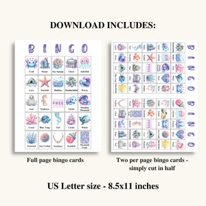 50 Printable Mermaid Bingo Cards, Mermaid Picture Bingo, Mermaid ...
