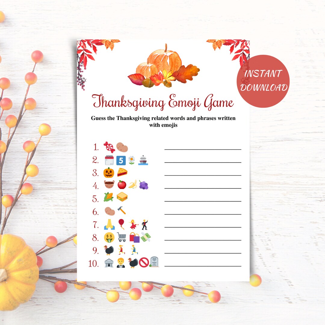 Printable Thanksgiving Emoji Game, Friendsgiving Game, Thanksgiving ...