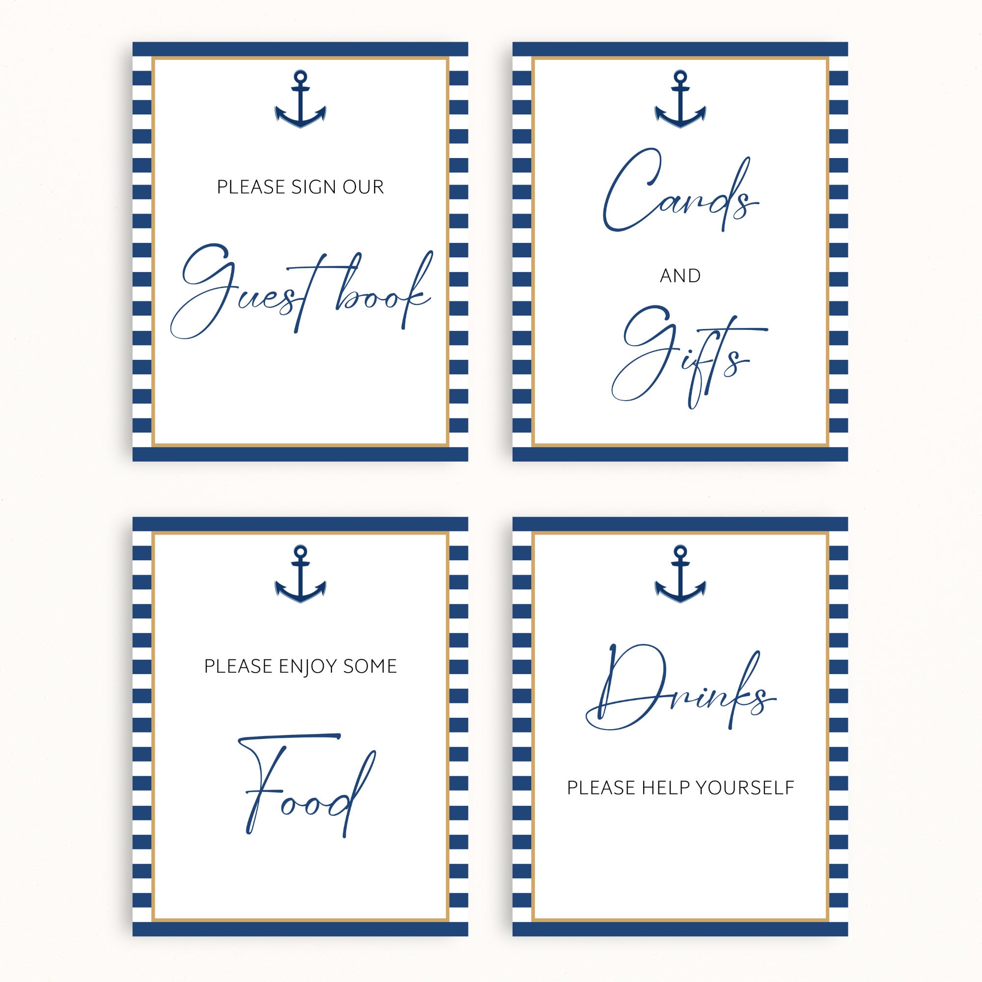 16 Printable Nautical Baby Shower Table Signs 8x10 Baby Shower Sign ...