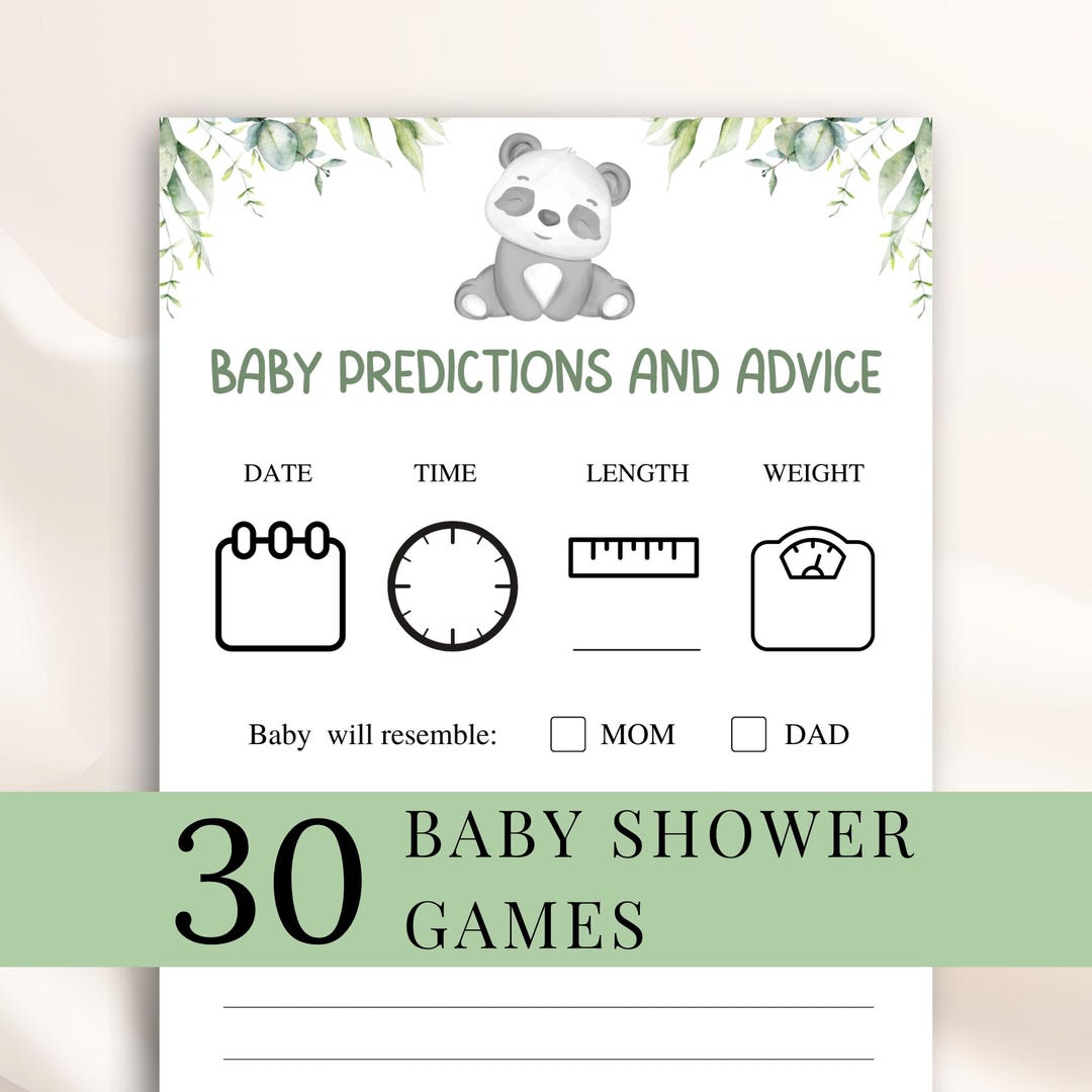 30 Printable Panda Baby Shower Games, Safari Baby Shower Games, Jungle ...