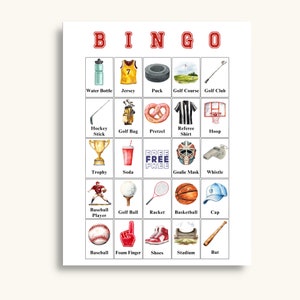 50 Printable Sports Bingo Cards | Sports Themed Picture Bingo ...