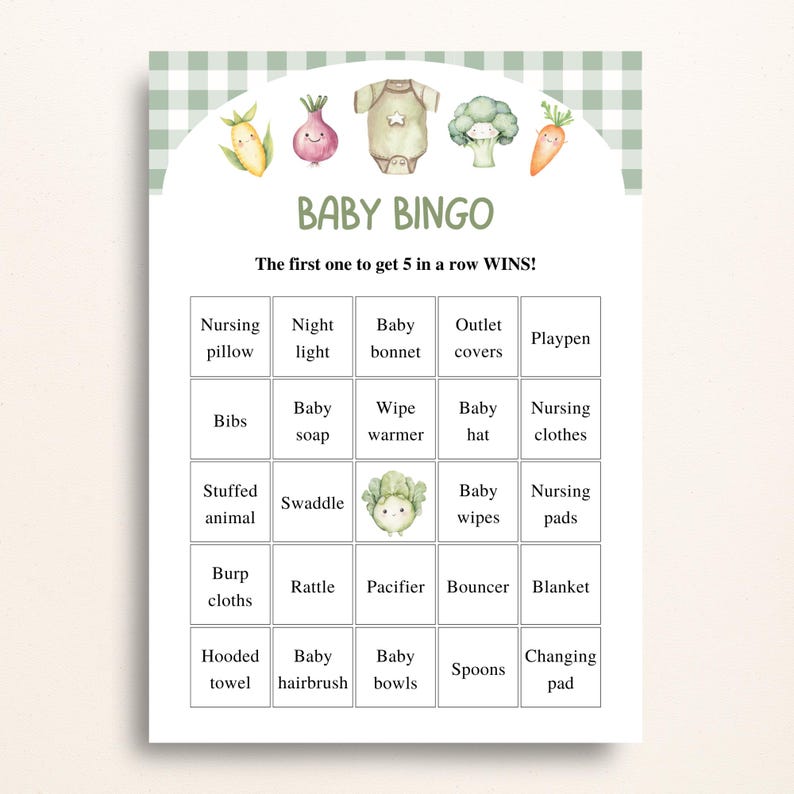 100 Printable Locally Grown Baby Shower Bingo Cards, Farmers Market ...