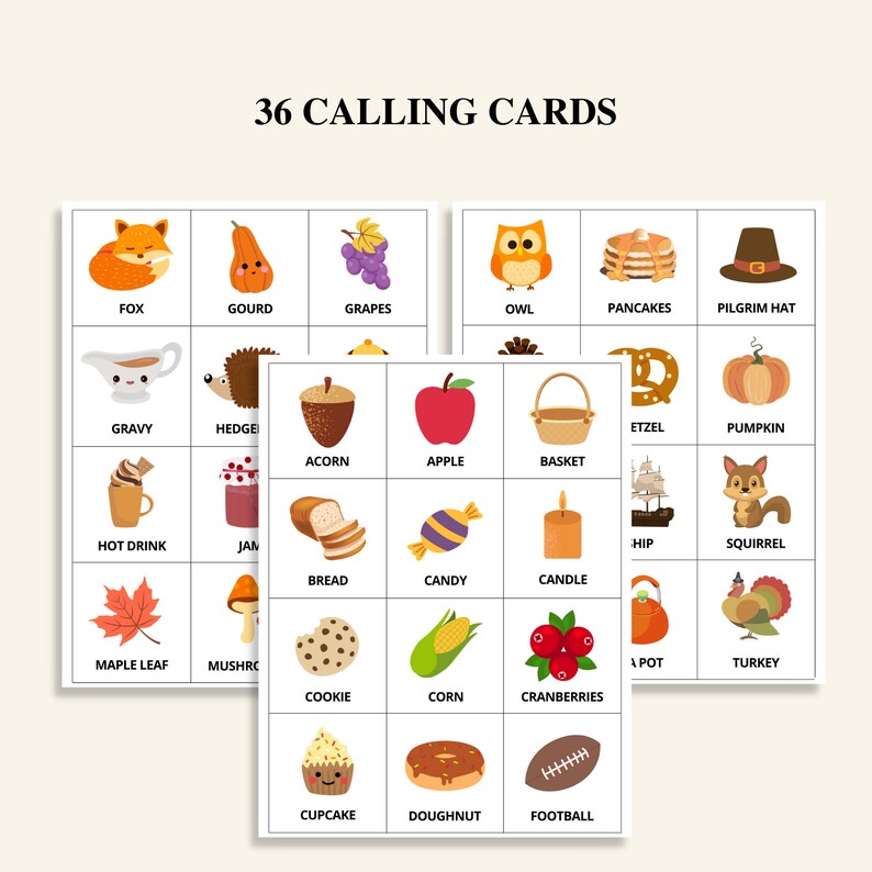 30 Printable Thanksgiving Bingo Cards Thanksgiving Games for Kids ...