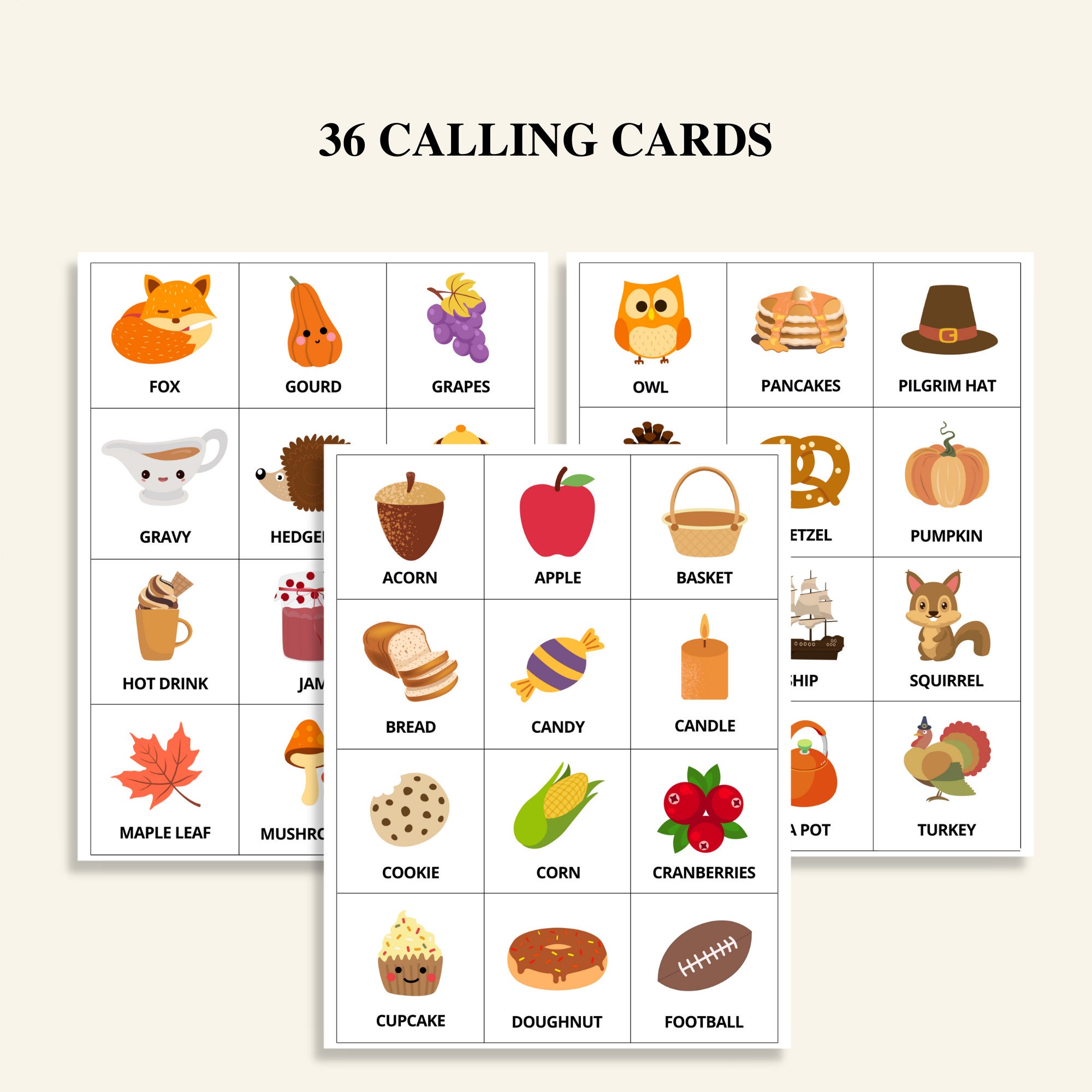 30 Printable Thanksgiving Bingo Cards Thanksgiving Games for Kids ...