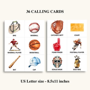 50 Printable Sports Bingo Cards | Sports Themed Picture Bingo ...