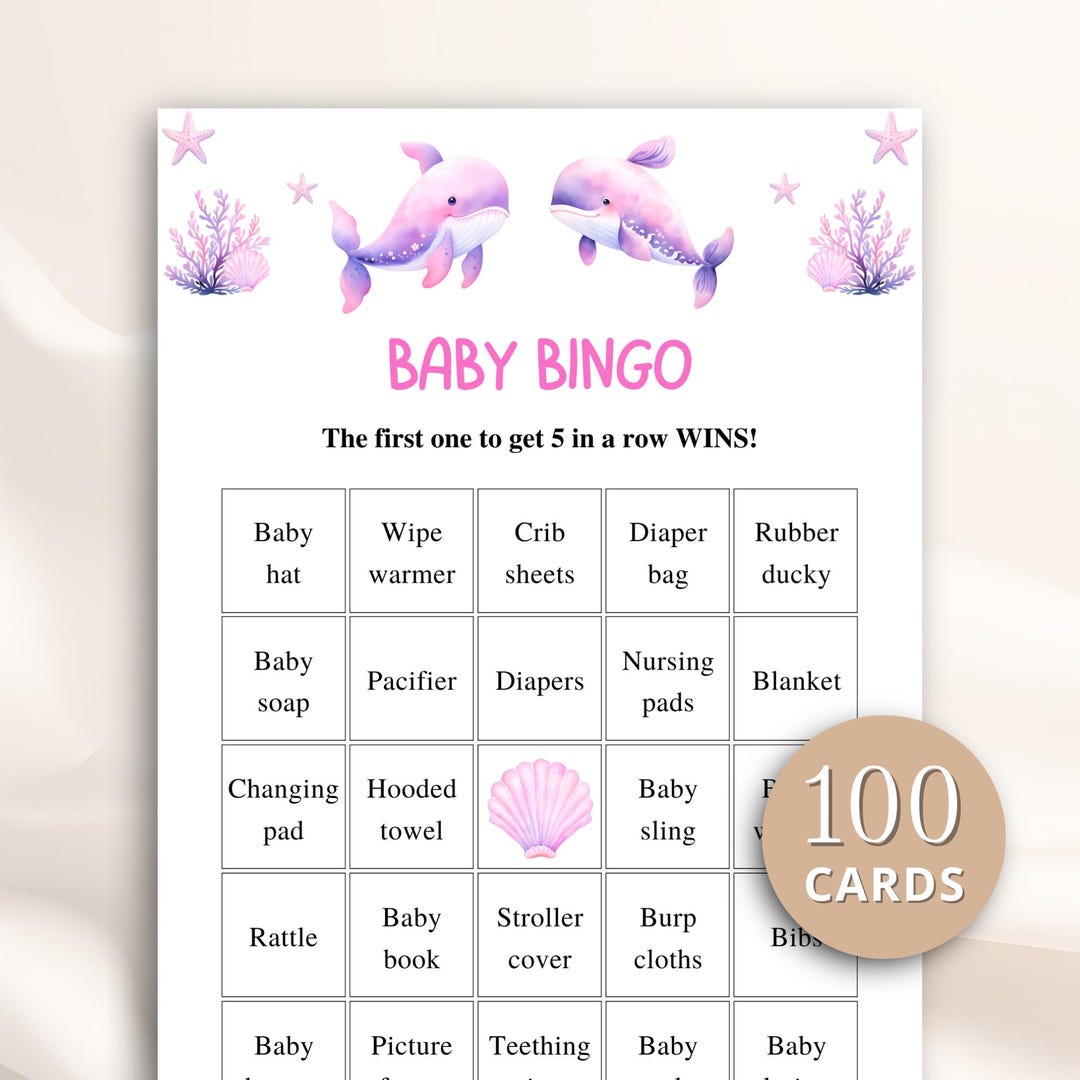 100 Printable Under the Sea Baby Shower Bingo Cards, Prefilled Baby ...