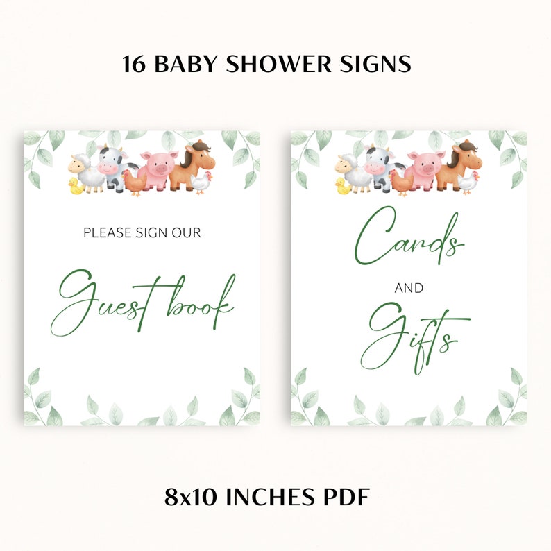 16 Printable Farm Animals Baby Shower Table Signs 8x10 Baby - Etsy