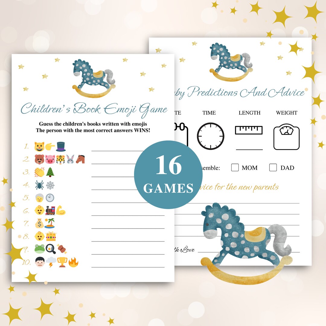 16 Printable Rocking Horse Baby Shower Games | Blue Rocking Horse Baby ...