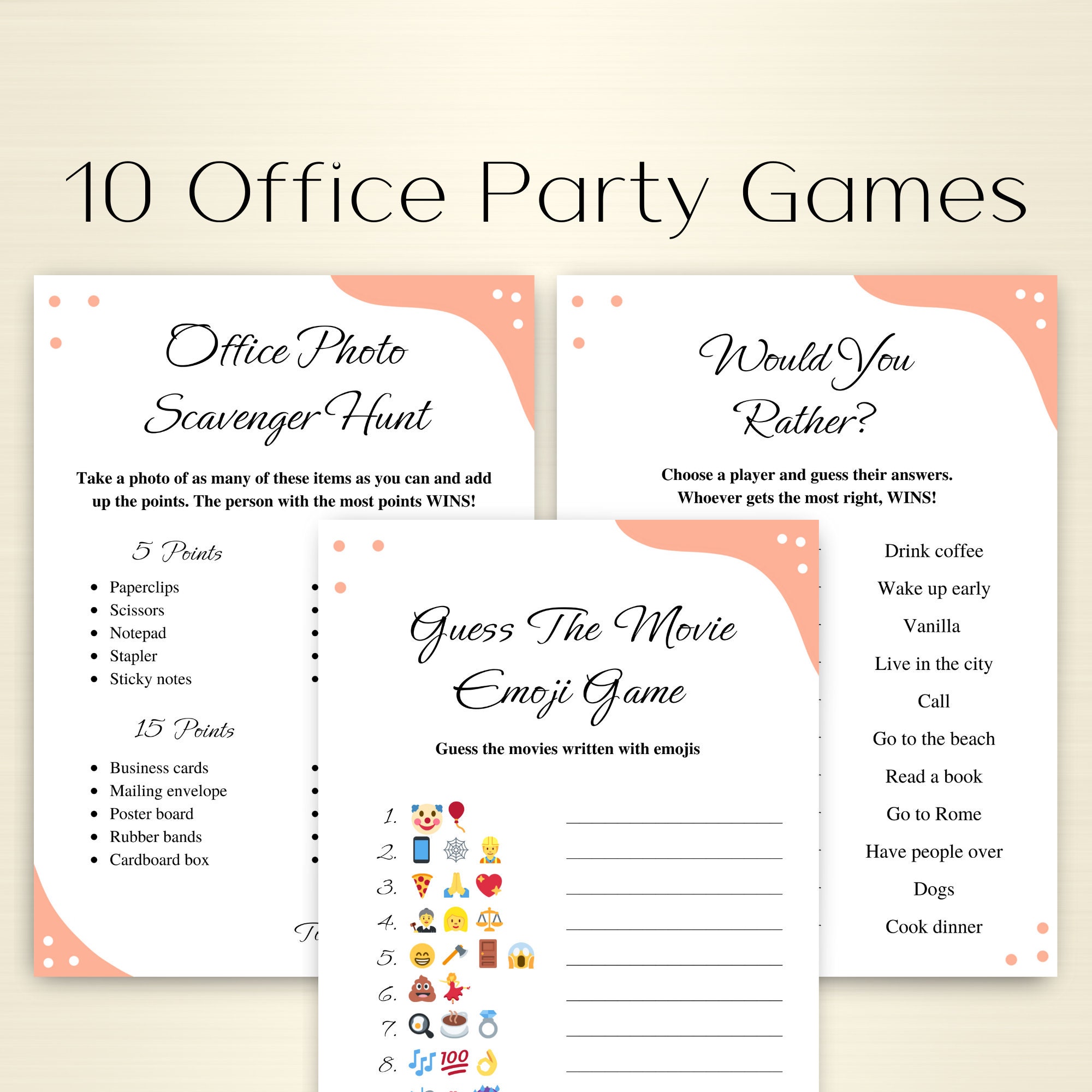 10 Printable Office Party Games Work Party Games Team Building Games 10 Printable Office Party Games Work Party Games Team Building Games