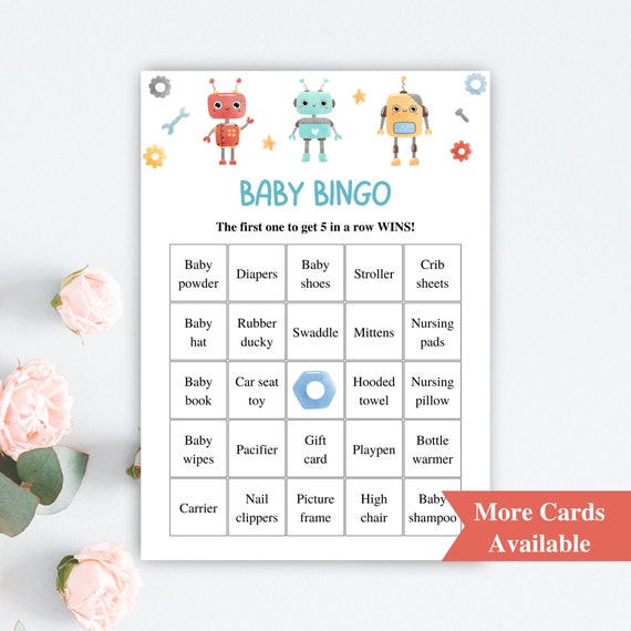 30 Printable Robot Baby Shower Bingo Cards 5x7'' - Etsy