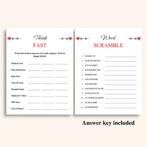 10 Printable Medical: Nurse Games, Doctor Games (US Letter Size & A4 ...