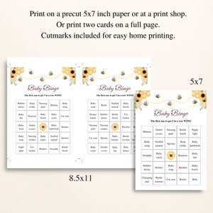 30 Printable Prefilled Baby Shower Bingo Cards, Honey Bee Baby Shower ...