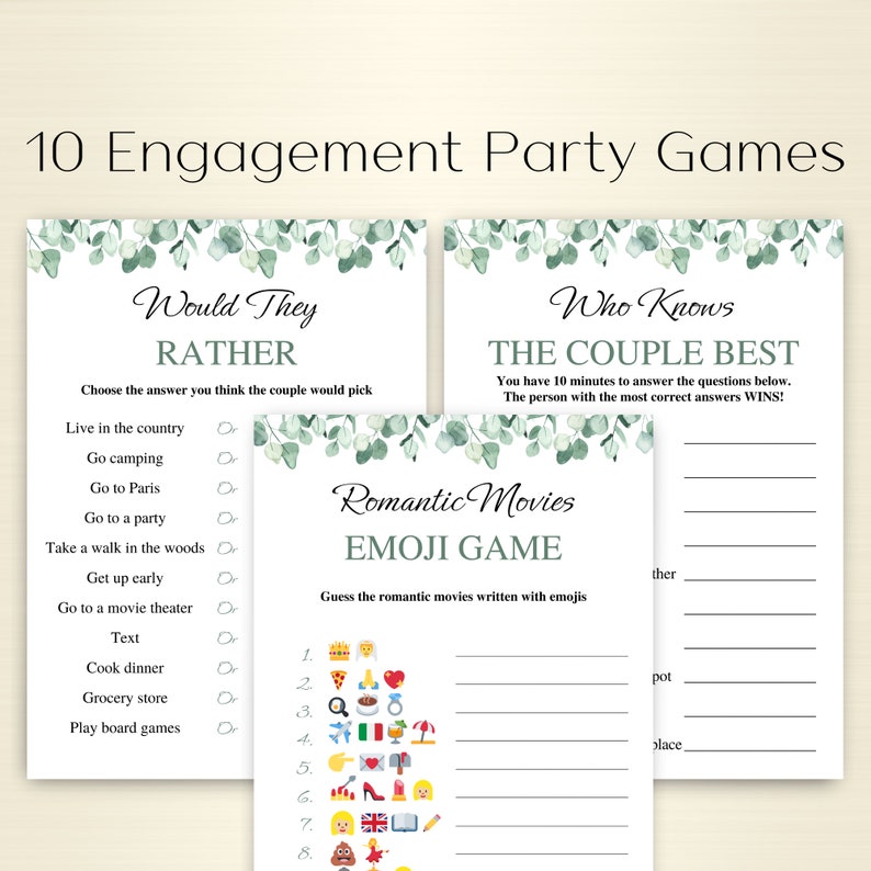 10 Printable Engagement Party Games Engagement Party Game Bundle Fun ...
