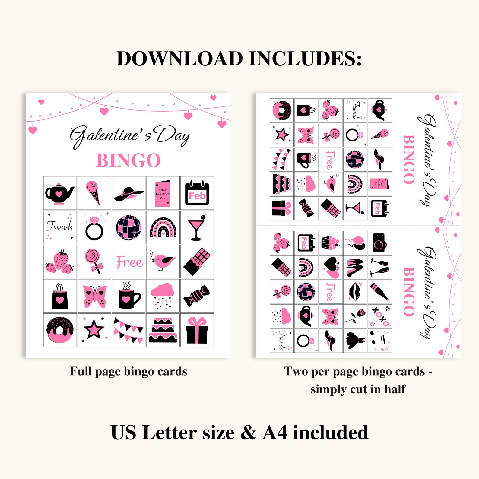 30 Printable Galentine's Day Bingo Cards | Galentine's Day Games ...
