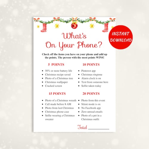 Whats in Your Phone Printable Christmas Holiday Party Game - Etsy