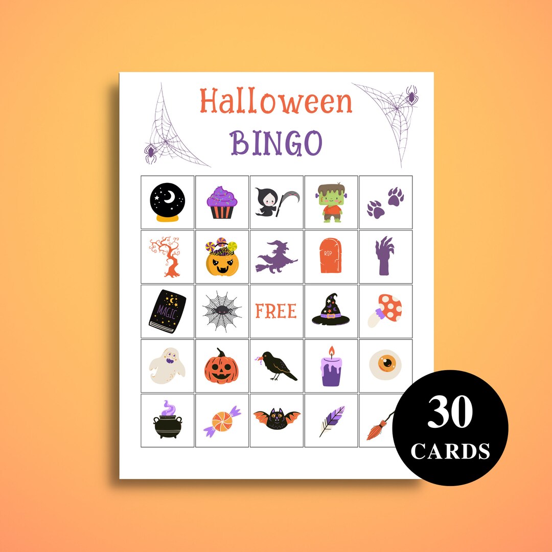 30 Printable Halloween Picture Bingo Cards: Halloween Games for Kids ...