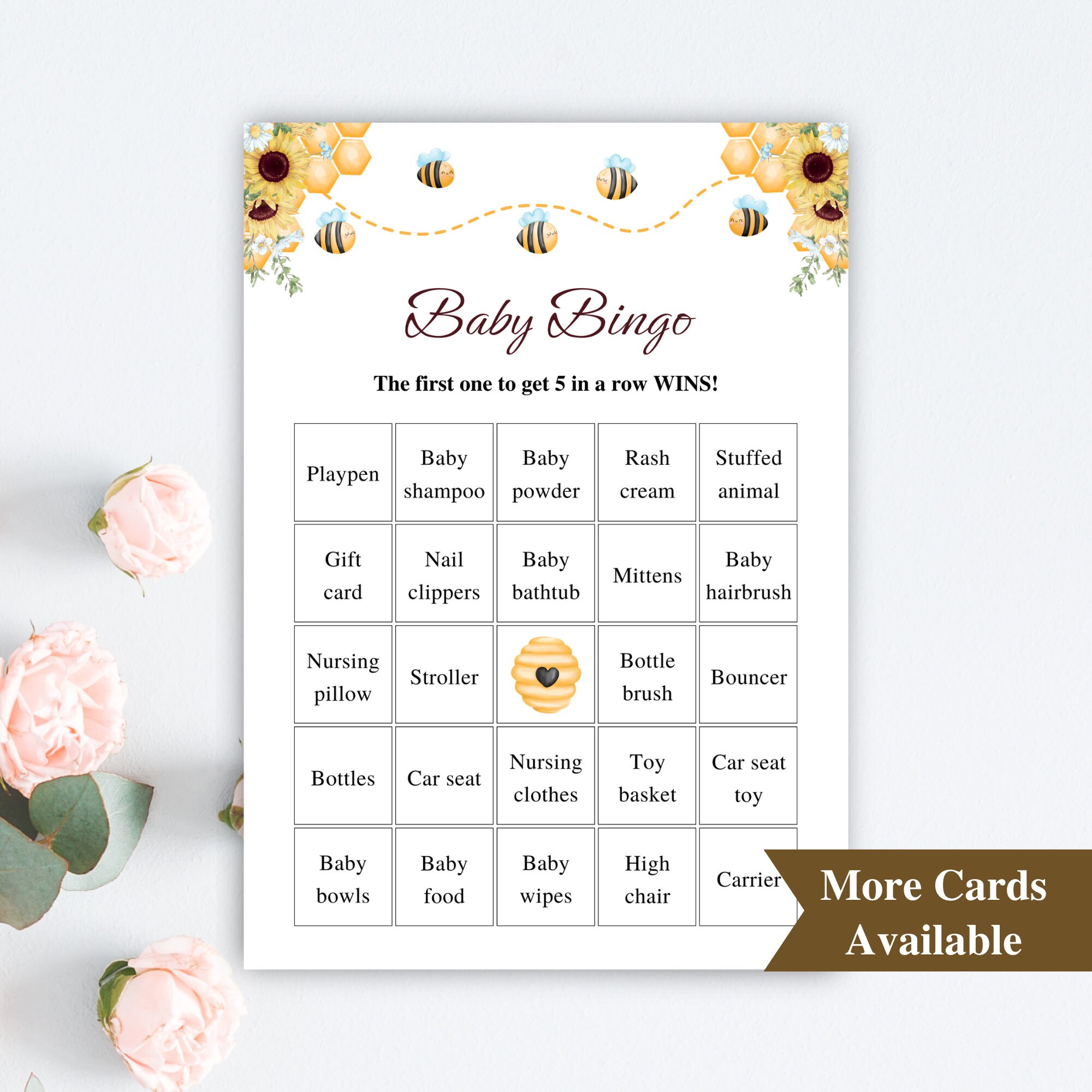Bumble Bee Baby Shower Bingo