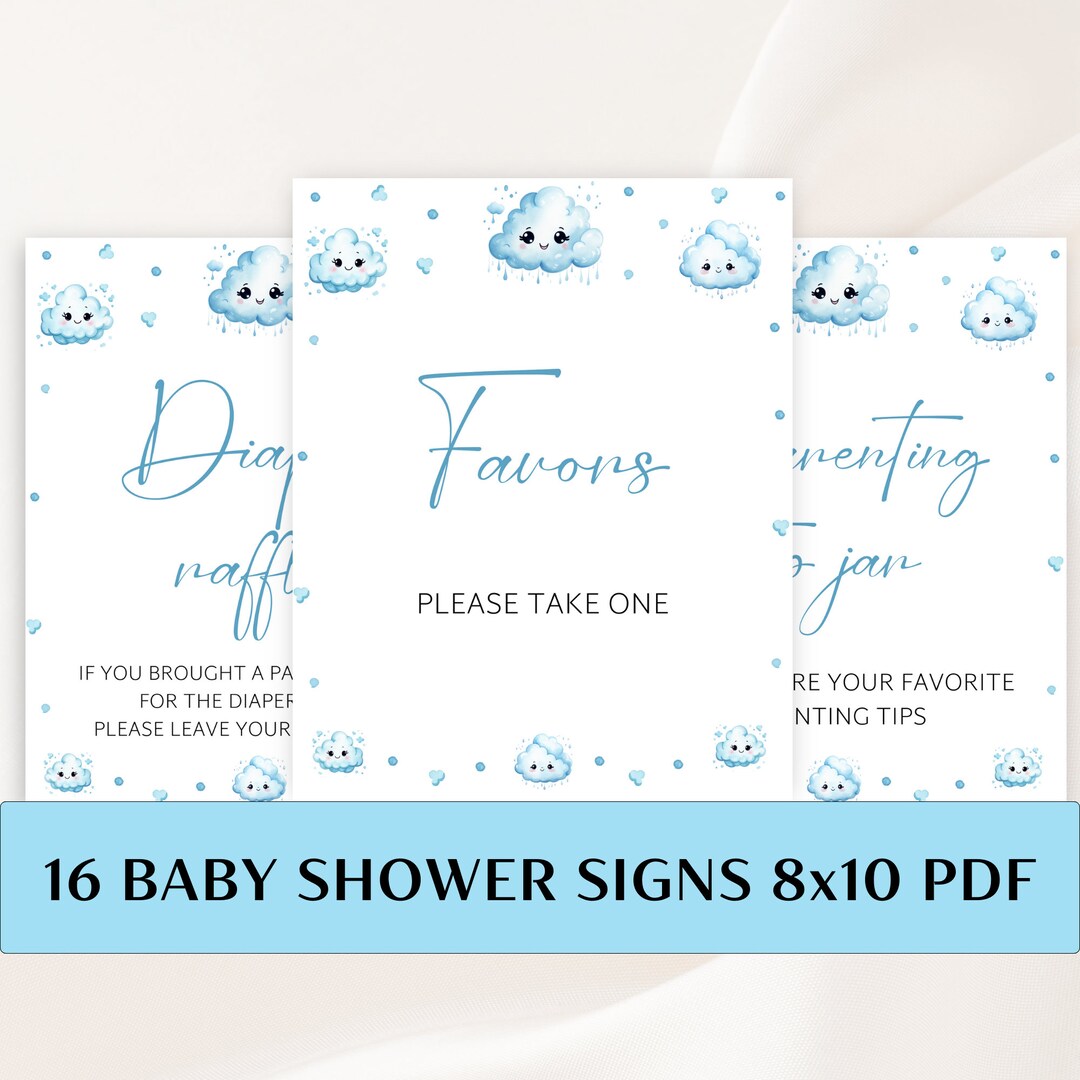 16 Printable Cloud Baby Shower Table Signs 8x10 Raindrop - Etsy